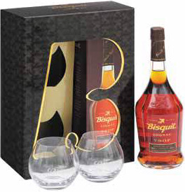 Купить Коньяк "Bisquit" VSOP, gift set with 2 glasses, 0.7 л - "Бисквит ...