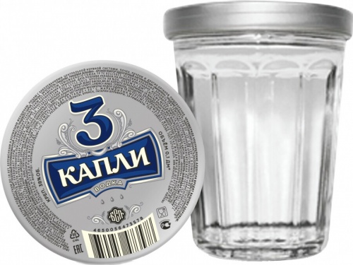 Купить Водка "3 Капли", в стакане, 100 мл - "3 Drops", 0.1 литра