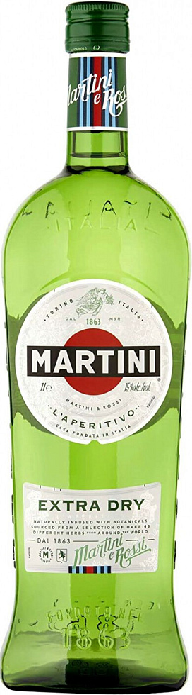 Купить Вермут "Martini" Extra Dry, 1 л - "Мартини" Экстра Драй, 1 литр